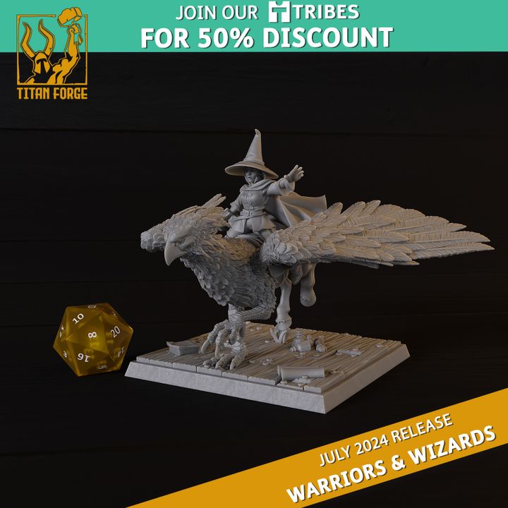 3D Printable Warriors and Wizards Wizards Hippogryphs by Titan Forge Miniatures