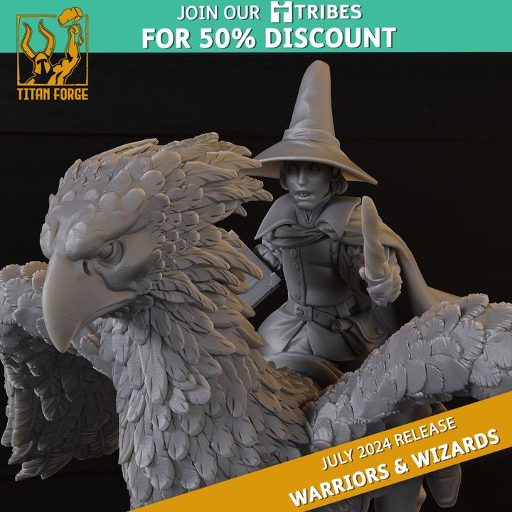 3D Printable Warriors and Wizards Wizards Hippogryphs by Titan Forge Miniatures