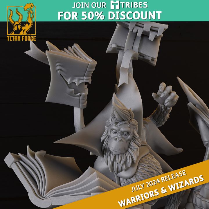 3D Printable Warriors and Wizards Wizards Librarian by Titan Forge Miniatures