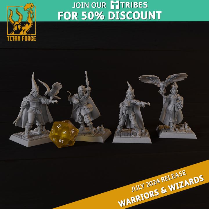 3D Printable Warriors and Wizards Wizards Apprentices by Titan Forge Miniatures