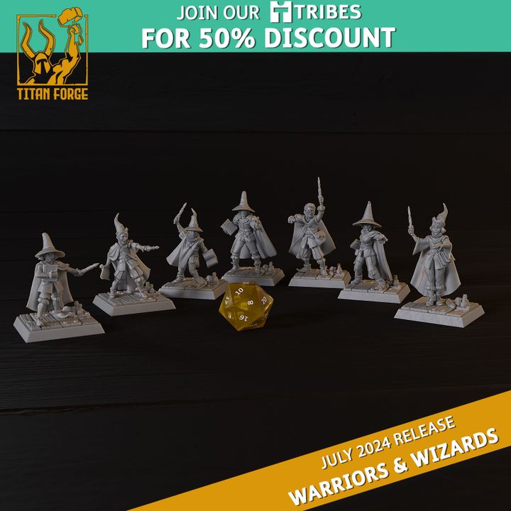 3D Printable Warriors and Wizards Wizards Apprentices by Titan Forge Miniatures