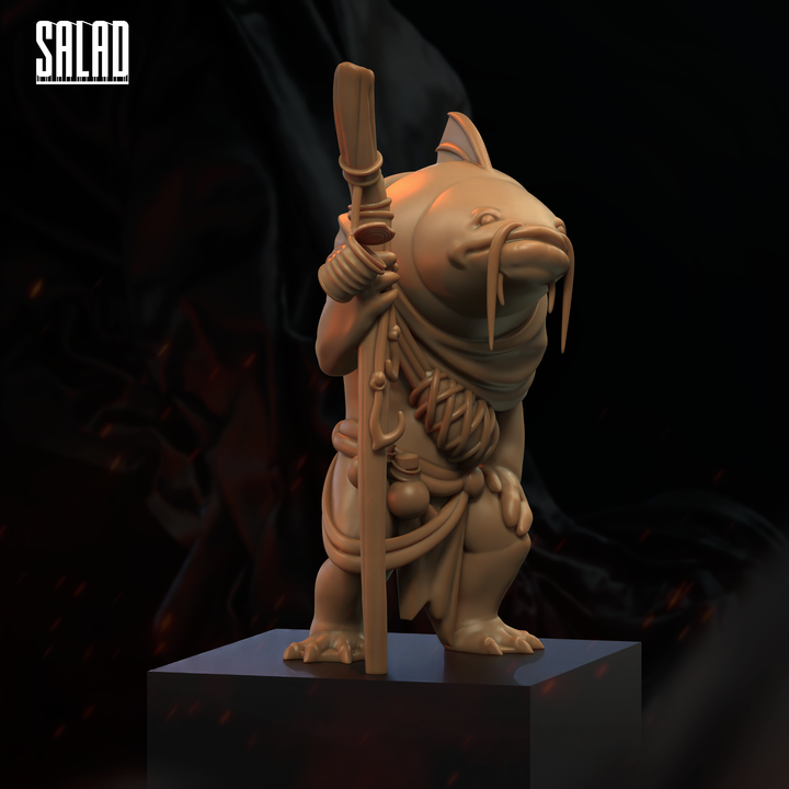 3D Printable Locathah Druid by Salad Sculptors