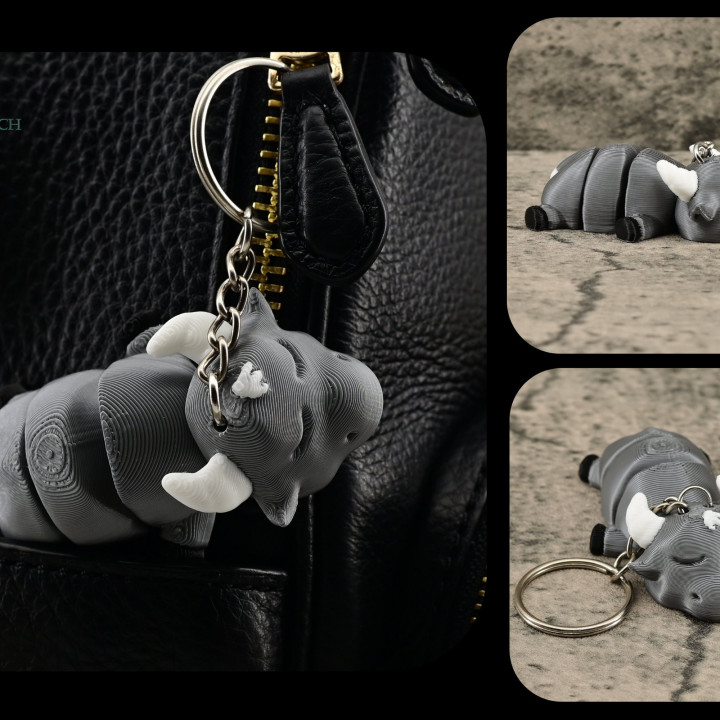 3D Printable Cute Sleeping Animal Keychain Articulated Buffalo Keychain ...