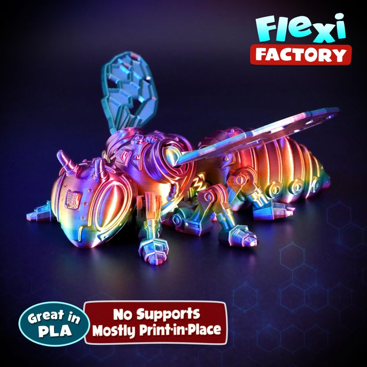 3D Printable Flexi Factory Cyber Bee by Flexi Factory