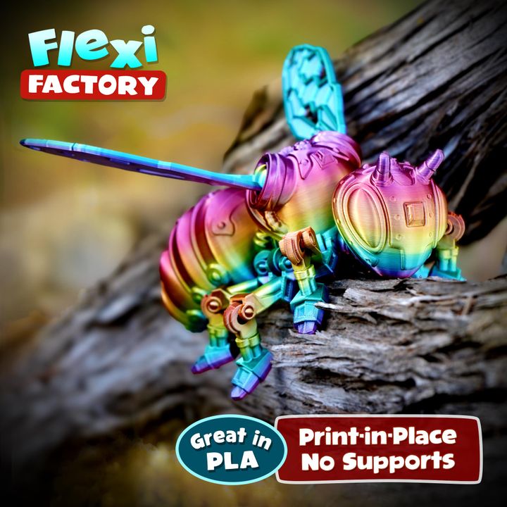 3D Printable Flexi Factory Cyber Bee by Flexi Factory