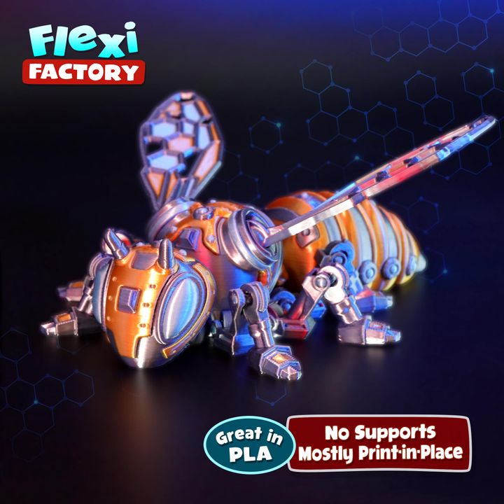 3D Printable Flexi Factory Cyber Bee by Flexi Factory