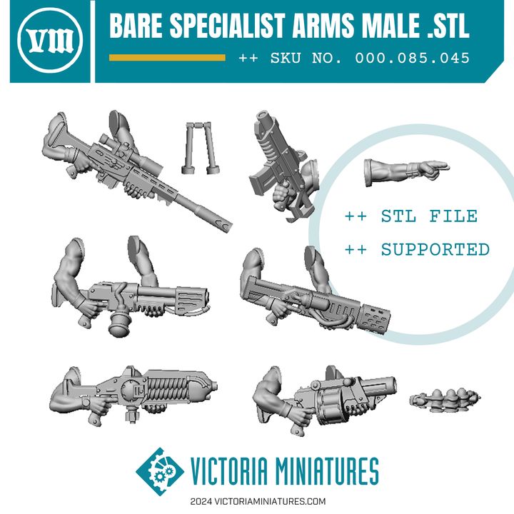 3D Printable Bare Specialist Arms Male .STL by Victoria