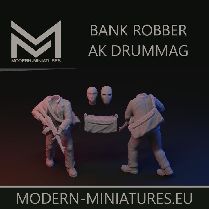 3D Printable Bank Robber miniatures set #2 28mm gangsters by Modern ...