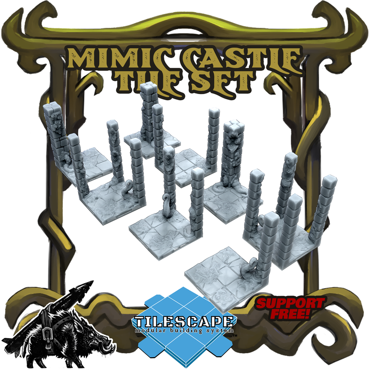 3D Printable Castle Mimic Tile/Terrain Set by RocketPigGames