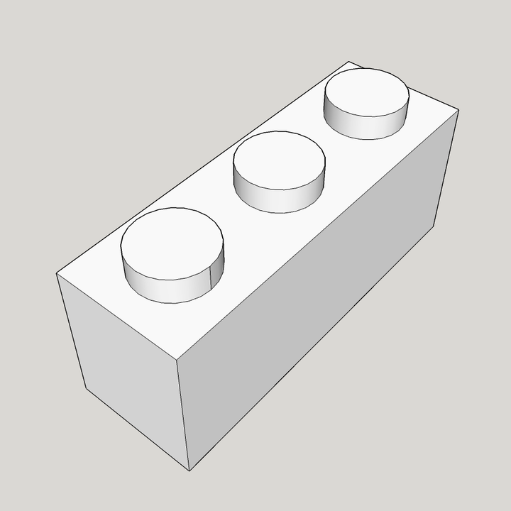 3D Printable LEGO Brick - 1X3 by VLAD-MARIUS