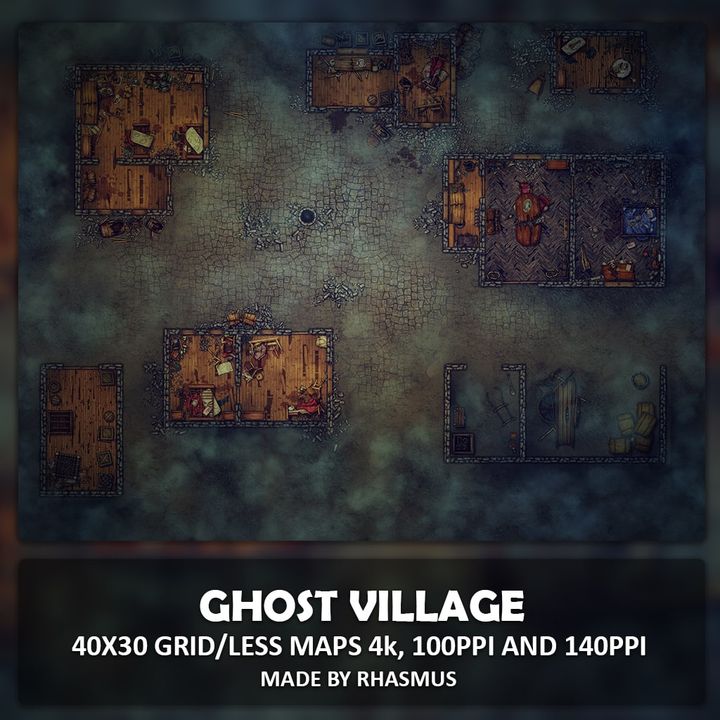 3D Printable Ghost Village Map by Rhasmus Battlemaps