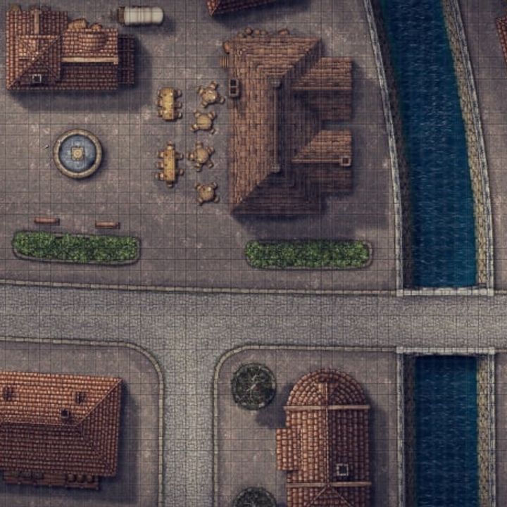 3D Printable Village Center - Main Square Map by Rhasmus Battlemaps