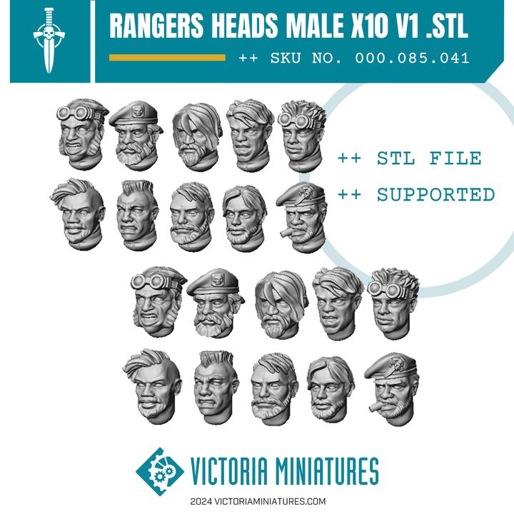 3D Printable Ranger Heads Male V1 by Victoria