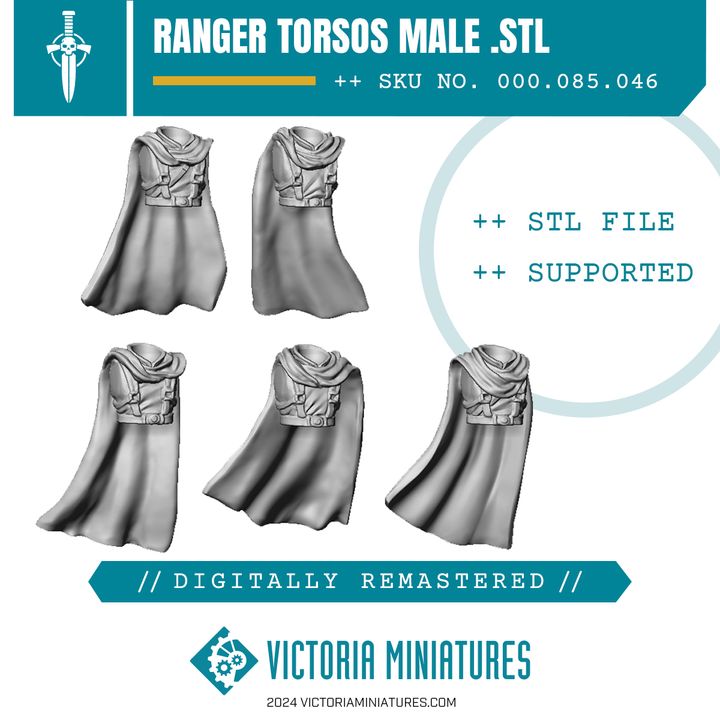3D Printable Ranger Torsos Male x5 Remastered by Victoria