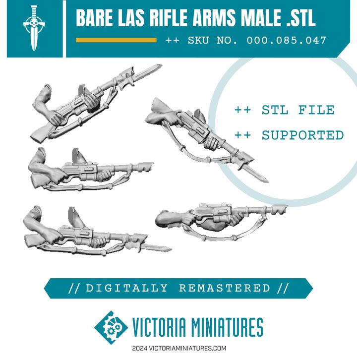 3D Printable Bare Las Rifle Arms Male Remastered .stl by Victoria