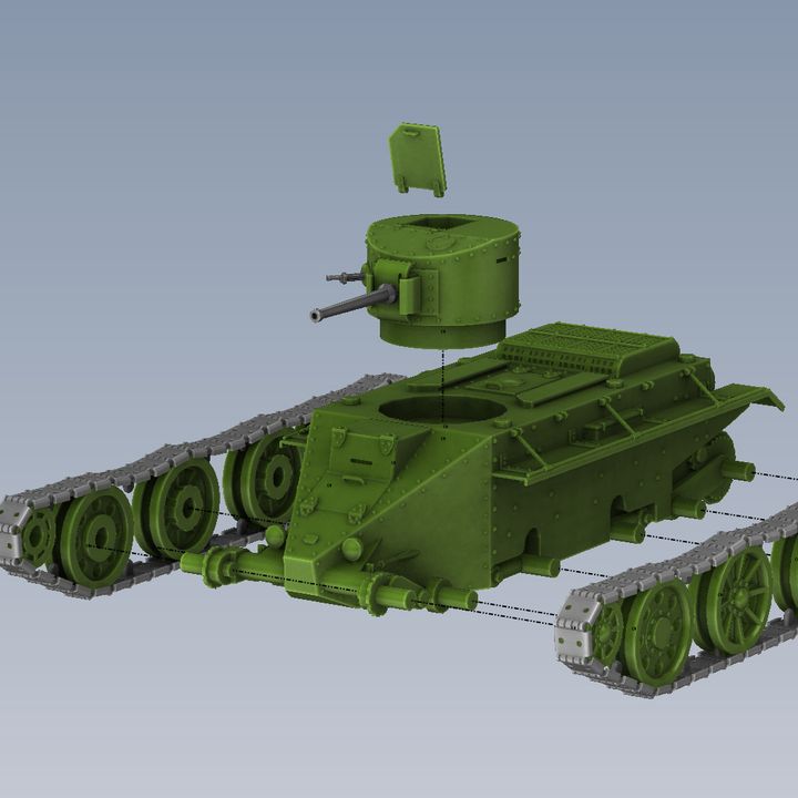 3D Printable Light Tank BT-2 (USSR, 1932, Interwar) by Wargame3d
