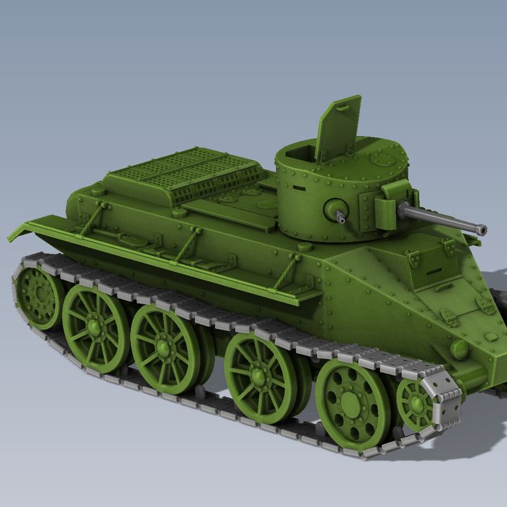 3D Printable Light Tank BT-2 (USSR, 1932, Interwar) by Wargame3d