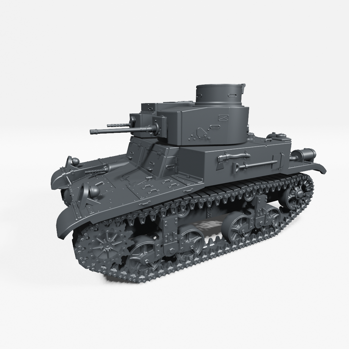 3D Printable Light Tank M2A2 (US, 1936, Interwar+WW2) by Wargame3d