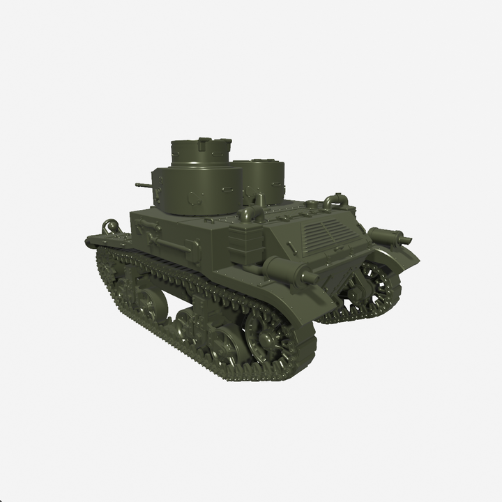 3D Printable Light Tank M2A2 (US, 1936, Interwar+WW2) by Wargame3d