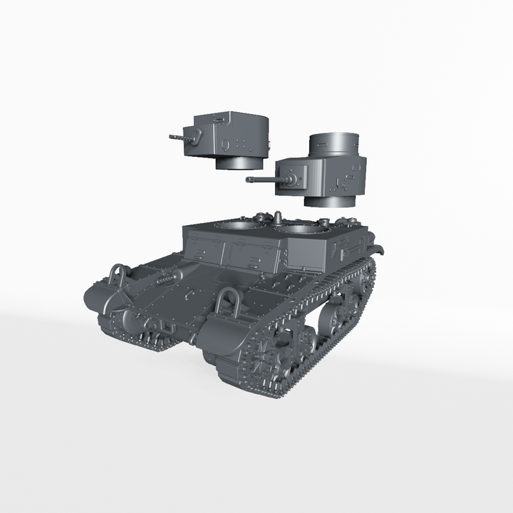 3D Printable Light Tank M2A2 (US, 1936, Interwar+WW2) by Wargame3d
