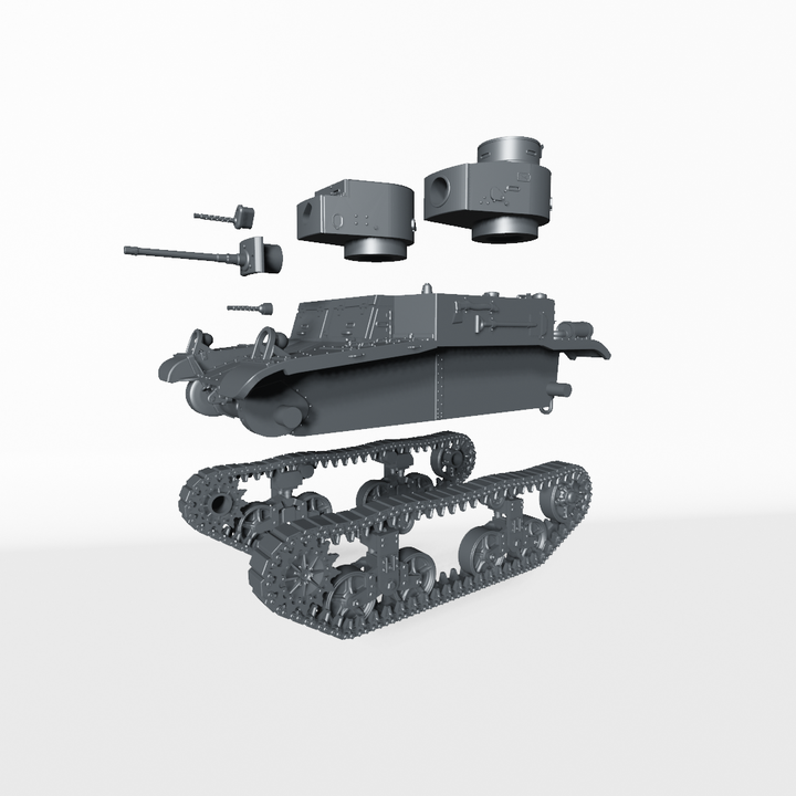 3D Printable Light Tank M2A2 (US, 1936, Interwar+WW2) by Wargame3d