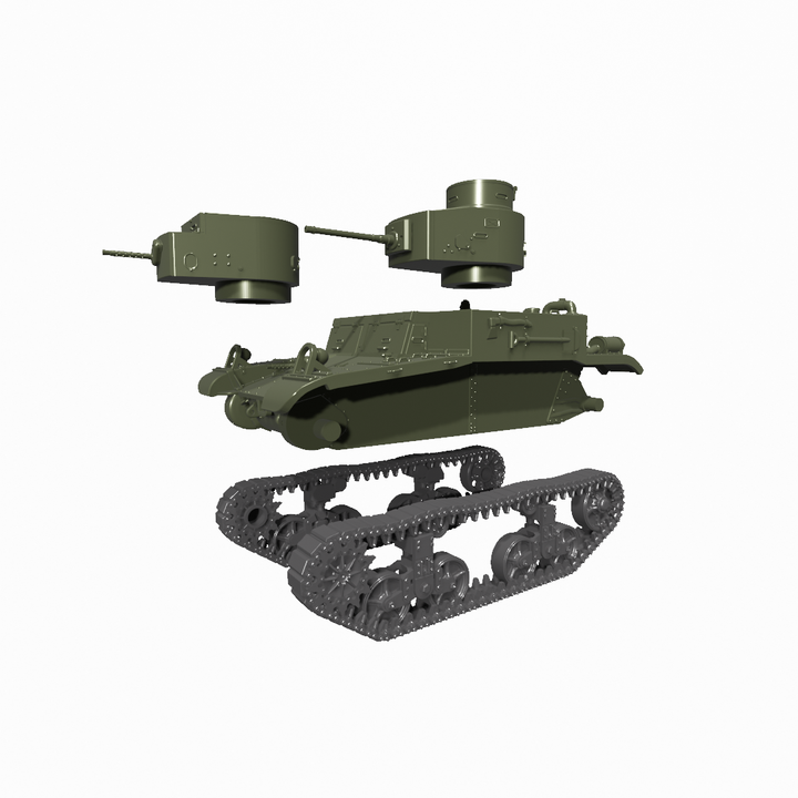 3D Printable Light Tank M2A2 (US, 1936, Interwar+WW2) by Wargame3d