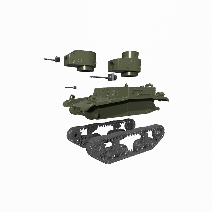 3D Printable Light Tank M2A2 (US, 1936, Interwar+WW2) by Wargame3d