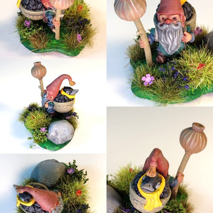 3D Print of Nomadic Gnome carrying Baby Bird - Gnome Ranger by RabunBun