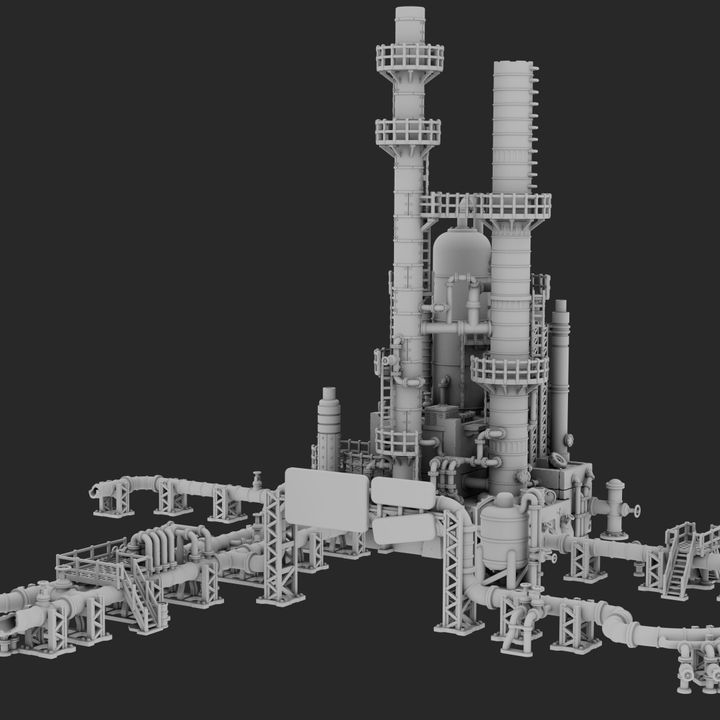 3D Printable Industrial Refineries by The Lazy Forger