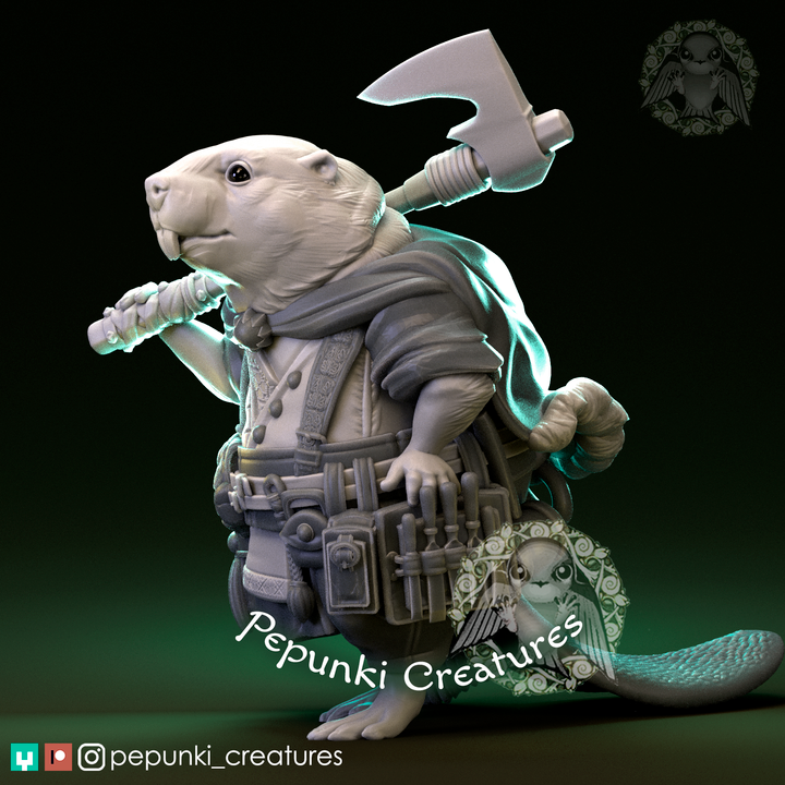 3D Printable Pan Bobr (Beaver) the Carpenter by Pepunki Creatures