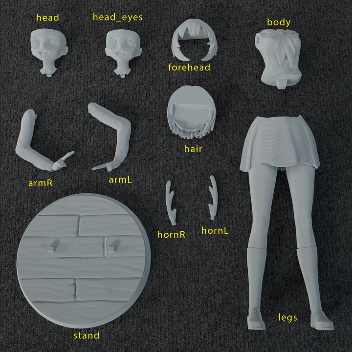 3D Printable Deer meme anime girl by FunserviceSTL