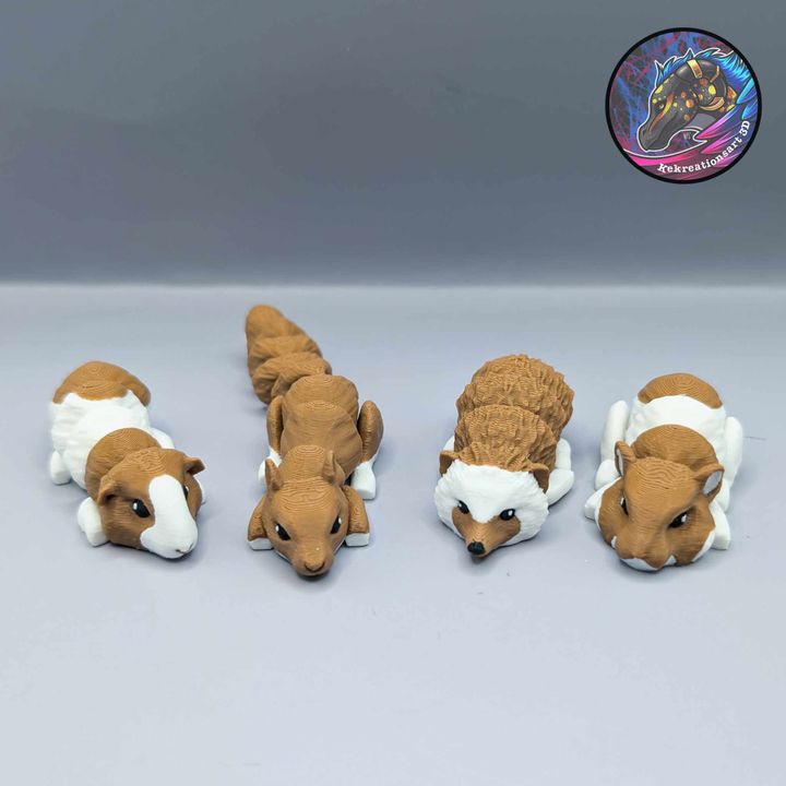 3D Printable Baby Flexi Critter Set 3 (Guinea pig, hamster, hedgehog ...