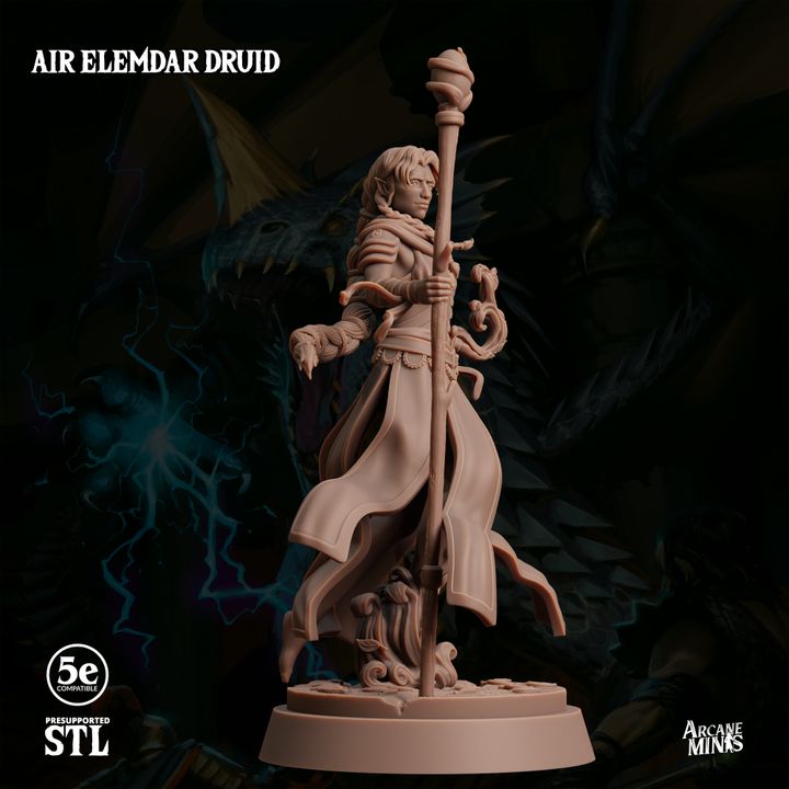 3D Printable Air Elemdar Druid by Sordane Publishing