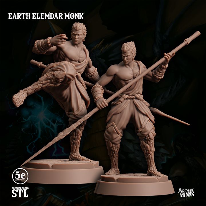 3D Printable Earth Elemdar Monk by Sordane Publishing