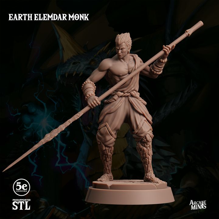 3D Printable Earth Elemdar Monk by Sordane Publishing
