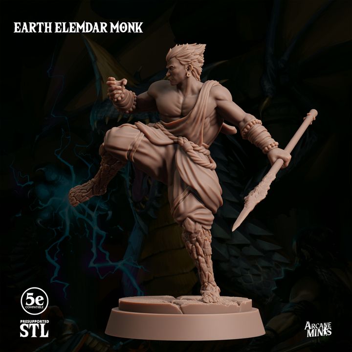 3D Printable Earth Elemdar Monk by Sordane Publishing