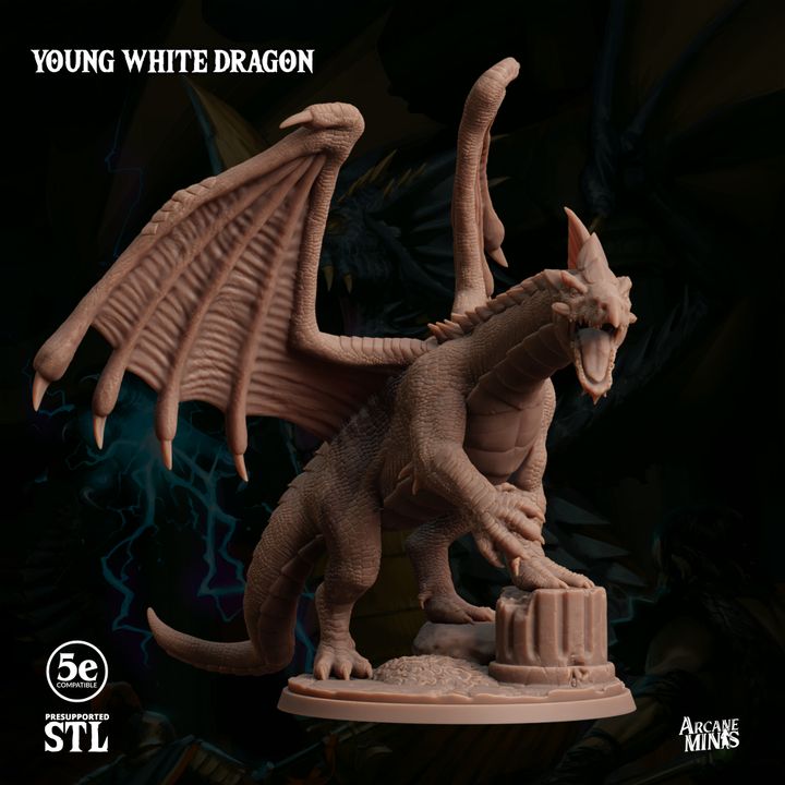 3D Printable Young White Dragon by Sordane Publishing