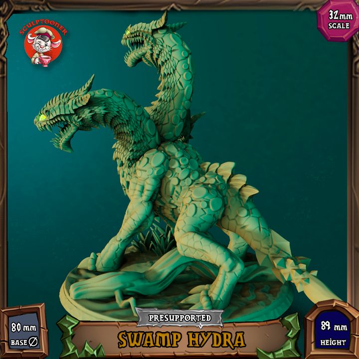 3D Printable Swamp Hydra - 32mm scale pre-supported miniature by ...