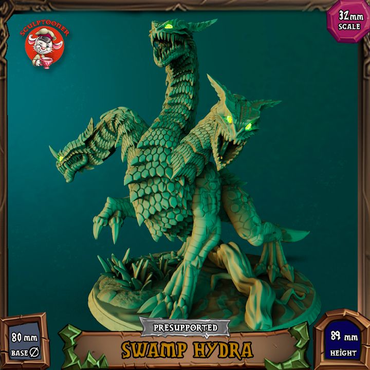 3D Printable Swamp Hydra - 32mm scale pre-supported miniature by ...