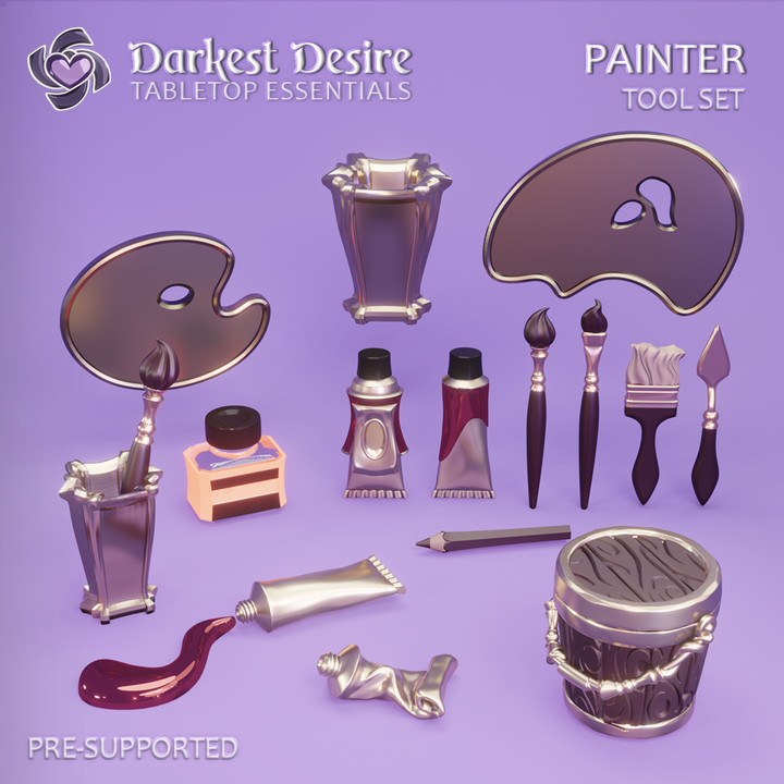 3D Printable Painter Set - Painting Tools by Darkest Desire
