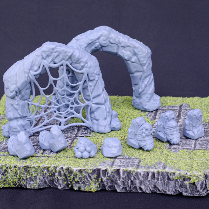3D Printable Spooky Spider Cave Terrain - Archway & Rocks with webbed ...