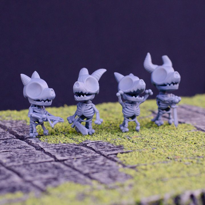 3D Printable Spooky Skeleton Kobolds - 4 Little Guys for your dungeon ...