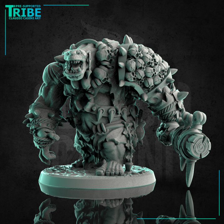 3D Printable (L 0034) Male ogre with spiked staff (Huge) by Claudio ...