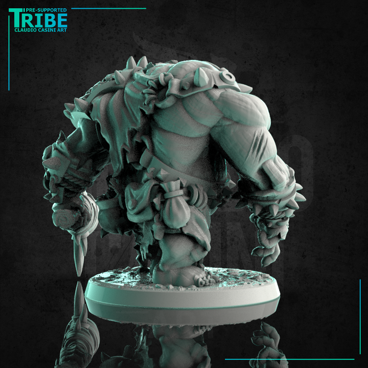 3D Printable (L 0034) Male ogre with spiked staff (Huge) by Claudio ...