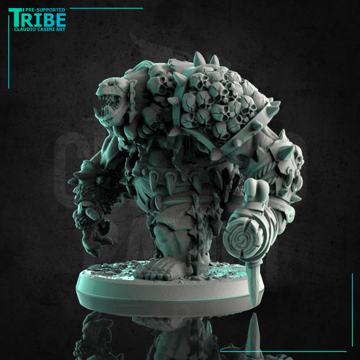 3D Printable (L 0034) Male ogre with spiked staff (Huge) by Claudio ...