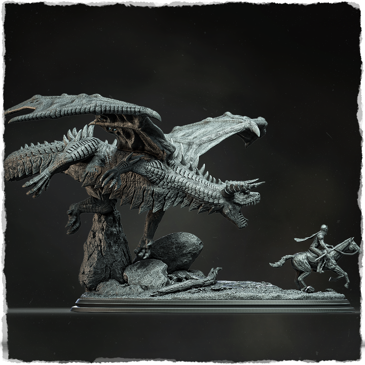 3D Printable Dragon and Knight Diorama by Evox Arts