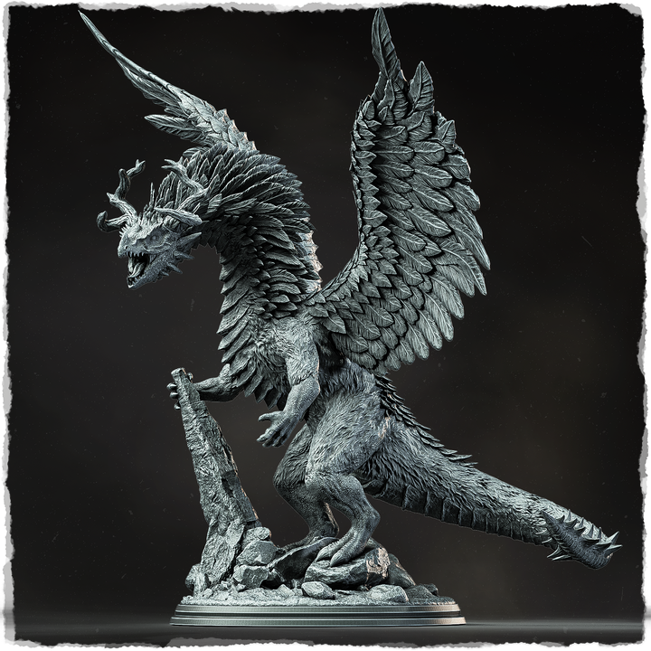 3D Printable Quillflame, the Feathered Dragon by Evox Arts