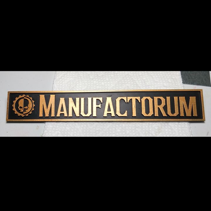 3D Printable Manufactorum Plaque by Ayeohx