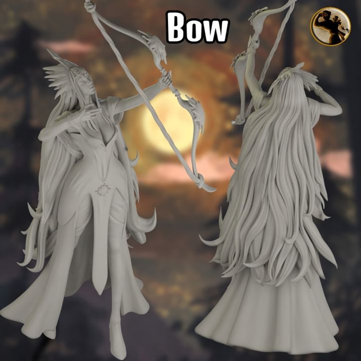 3D Printable Astris the Celestial |Bow Pose |Pre-supported mini |35mm & 75mm| by The Printer's ...