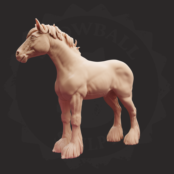 3D Printable Clydesdale Gelding Horse Model by Snowball Sculpts
